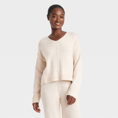 Women's Pullover Pajama Sweater - Auden™ Oatmeal L : Target