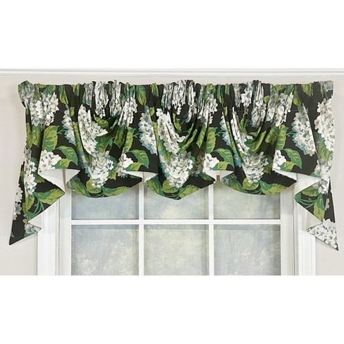 Rlf Home Hydrangea Empire Valance Tuxedo Black 3-scoop. 64"w X 25"l For ...