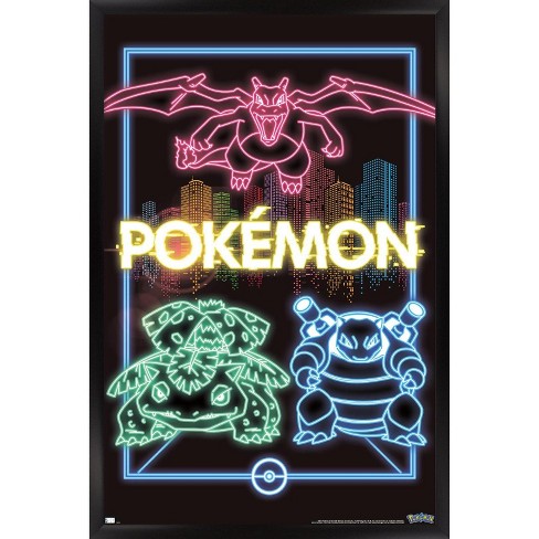Trends International Pokémon - Neon Group Framed Wall Poster Prints ...