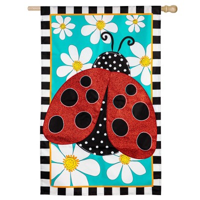 Evergreen Ladybug With Daisies Applique House Flag 28 X 44 Inches ...