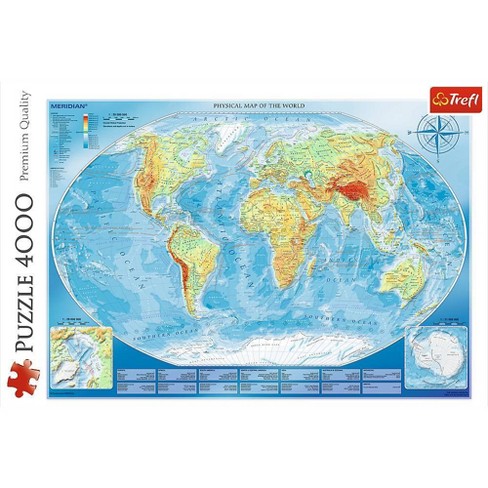 Trefl Physical Map Of The World Jigsaw Puzzle - 4000pc : Target