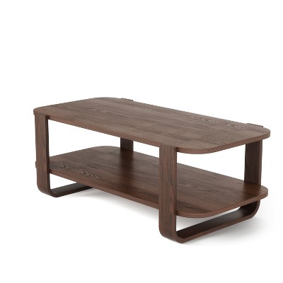 Umbra Bellwood Coffee Table Walnut: Rectangular, Fixed Shelf, Wood ...