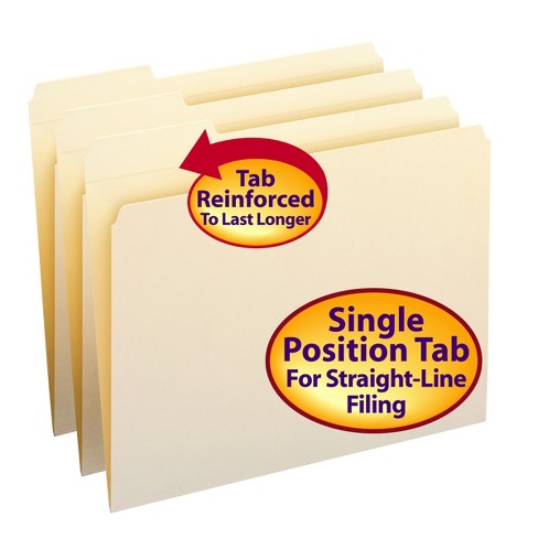 Smead File Folders, Reinforced 1/3-cut Tab Left Position, Letter Size ...