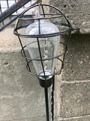 Set Of 2 Outdoor Solar Powered Edison Bulb Garden Led Stakes Black ...