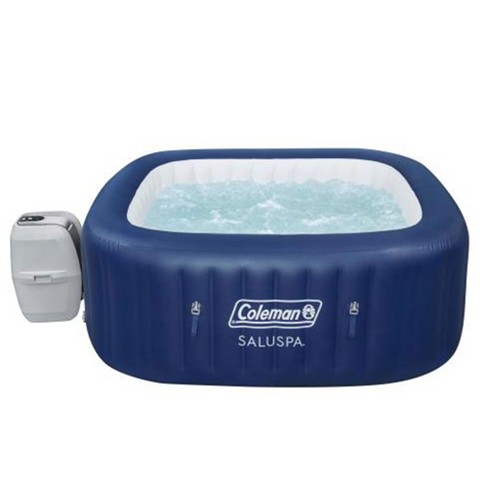 Coleman Saluspa 4 Person Square Portable Inflatable Outdoor Hot Tub Spa ...
