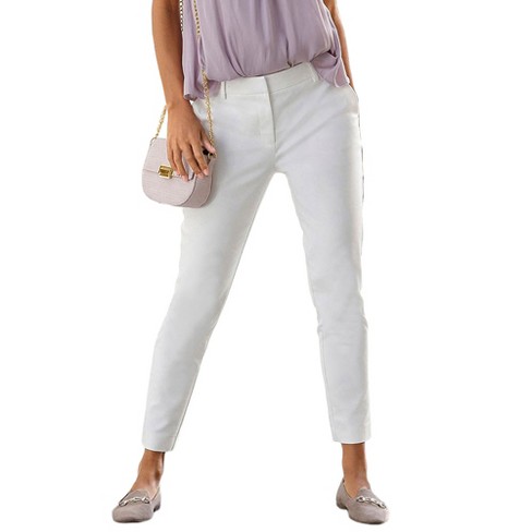 Lascana Women's Structured Pants Solid White 4 : Target