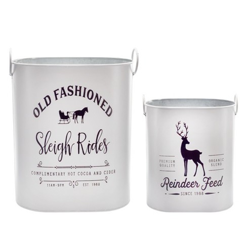 Auldhome Christmas Greenery Buckets, 2pc Set; Large/small Black & White ...