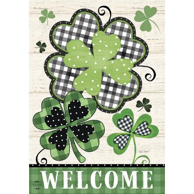 Patterned Shamrocks Welcome House Flag St. Patrick's Day 28" X 40 ...