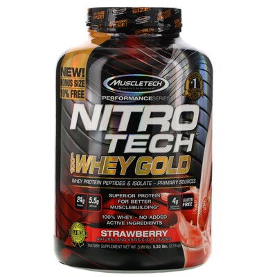 MuscleTech Nitro-Tech® 100% Whey Gold, Strawberry Shortcake, 5.03 lbs ...