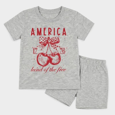 The Juniper Shop - Toddler Crew Shorts Set - Land Of The Free Cherries ...