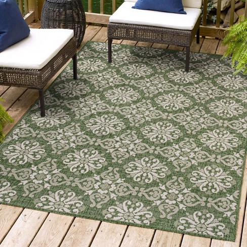 Amora Traditional Mediterranean Tile Design Green/cream 4 Ft. X 6 Ft ...