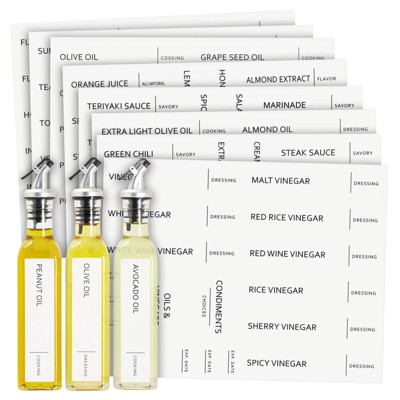 Talented Kitchen 132 Preprinted Minimalist Oil Labels For Bottles ...