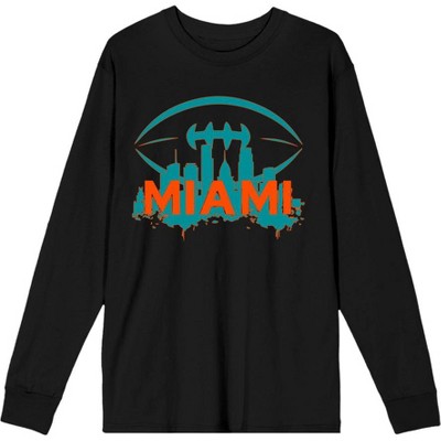 Miami Football Adult Black Crew Neck Long Sleeve Tee-xl : Target