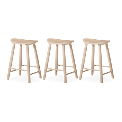 Barton 2-pieces Saddle Bar Stool With Footrest Barstool Seat, Beige ...