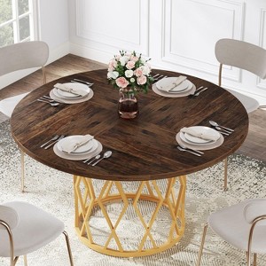 Tribesigns Round Dining Table For 4 People, Circle Conference Table ...