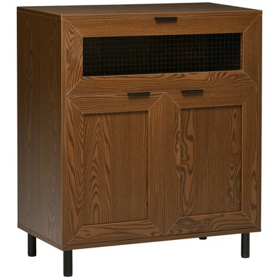 Homcom Industrial Buffet Cabinet, Kitchen Sideboard With Metal Grid ...