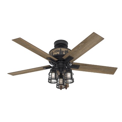 52" Vista Iron Ceiling Fan with Light Kit, Pull Chain, 3-Speed ...