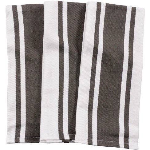 Kaf Home Union Stripe Kitchen Dish Towel Set Of 3, Plush, Absorbent, 100-percent Cotton, 18 X 28 ...