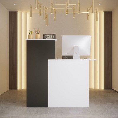 Fufu&gaga White Working Reception Desk L Shaped Desk Marble White : Target