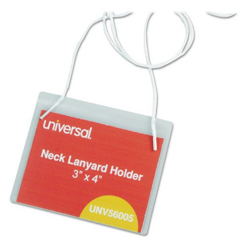 Universal Clear Badge Holders W/neck Lanyards, 3 X 4, White Inserts ...