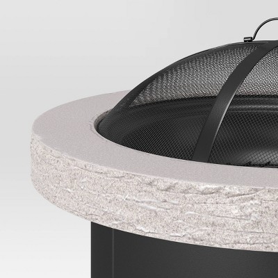 32" Stack Stone Wood Burning Outdoor Fireplace With Spark Screen ...