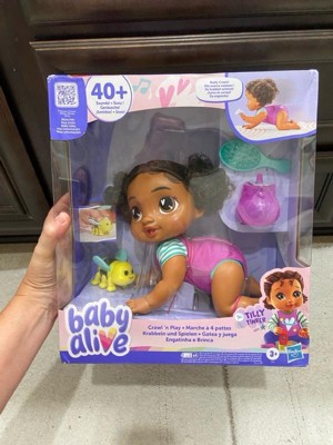 Baby Alive 13.5" Crawl N Play Baby Doll Tilly With Black Hair/brown ...