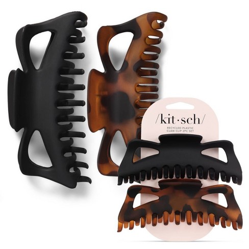 Kitsch Jumbo Classic Claw Clips - 2pc - Black/tortoise : Target