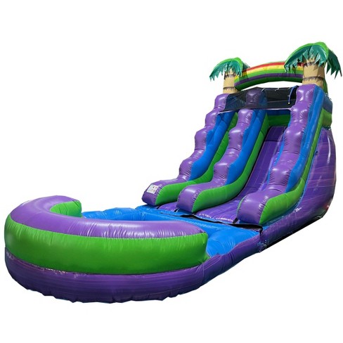 Pogo Bounce House Crossover Kids Inflatable Water Slide, Purple Marble ...