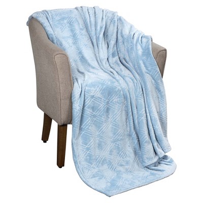 Diamond Flannel Embossed Fleece Blanket, Extra Long Throw, Light Blue ...