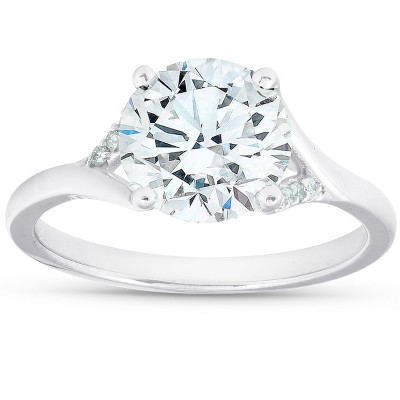 Pompeii3 2 1/2 Ct Moissanite & Diamond Engagement Ring 14k White Gold - Size 5.5 : Target