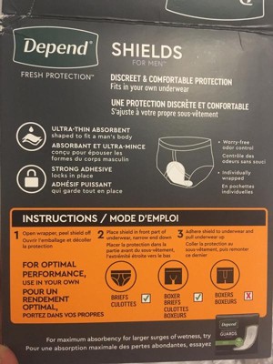 Depend Incontinence Shields/bladder Control Pads For Men - Light ...