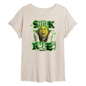 Women's - Shrek - Airbrush Shrek Rules Oversized Graphic T-Shirt : Target