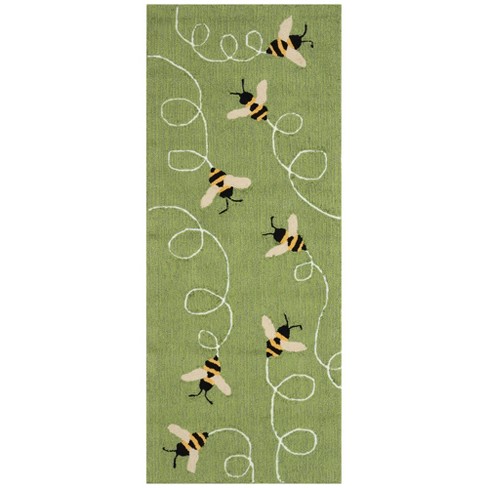 Liora Manne Frontporch Buzzy Bees Indoor/outdoor Rug Green 2' X 5' : Target