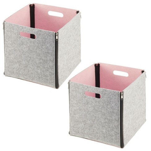 Mdesign Felt Cube Bin Box With Zipper : Target