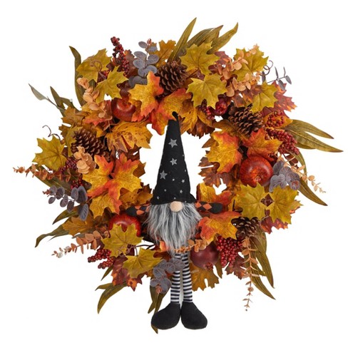 Nearly Natural 28" Harvest Fall Gmone Artificial Autumn Wreath : Target