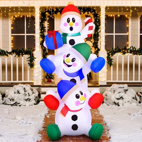 Joiedomi 6 Ft Christmas Inflatable Stacked Snowman With Build-in Leds ...