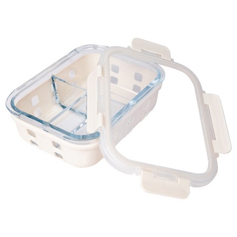 Lexi Home 35 Oz. 3-compartment Glass Containers With Cream Silicone ...