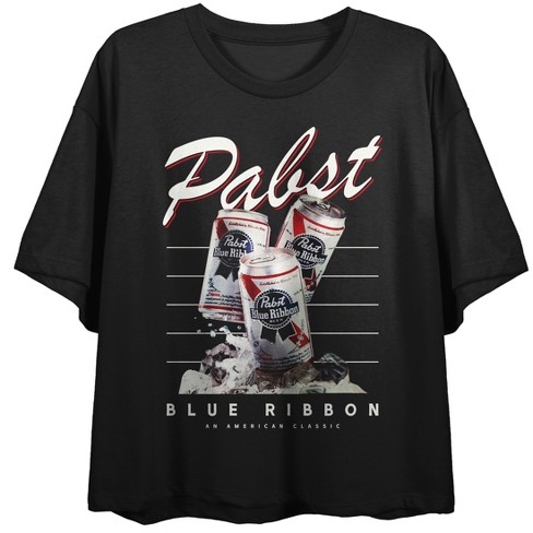 Pabst Blue Ribbon Ice Cold Cans Women's Black Crop Tee : Target
