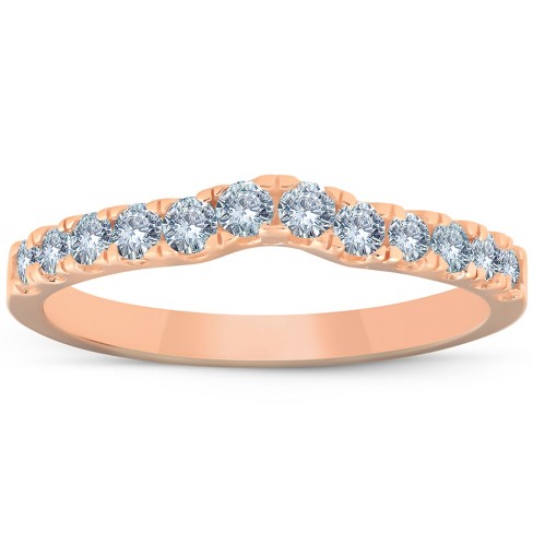 Pompeii3 1/4 Ct Diamond Wedding Ring Curved Notch 14k Rose Gold - Size ...