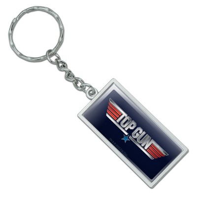 Top Gun Rendered Logo Rectangle Keychain in Chrome Plated Metal : Target