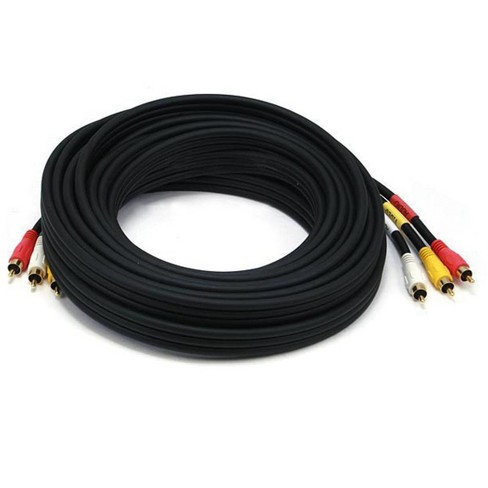 Monoprice Triple Rca Stereo Video Dubbing Composite Cable - 25 Feet ...