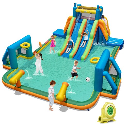 Infans Inflatable Water Slide W/ 2 Long Slides Pool Climbing Walls 950 ...