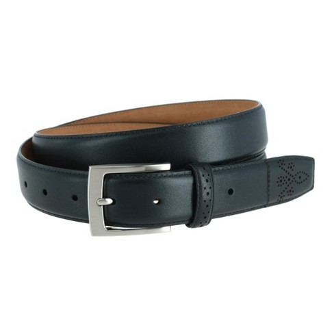 Trafalgar Men's Perforated Touch Leather Belt, Medium, Black : Target