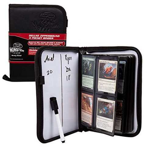 Monster Deluxe 4 Pocket Trading Card Leather Binder W Zipper Closure, 2 ...