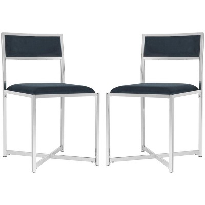 Menken Chrome Side Chair (set Of 2) - Navy - Safavieh. : Target