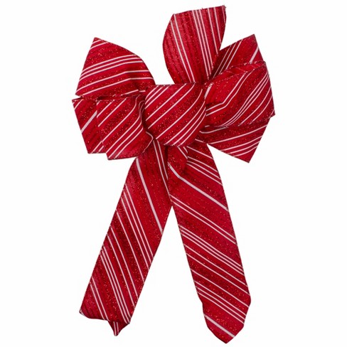 Northlight Glitter Striped 6-loop Christmas Bow Decoration - 9" X 14 ...