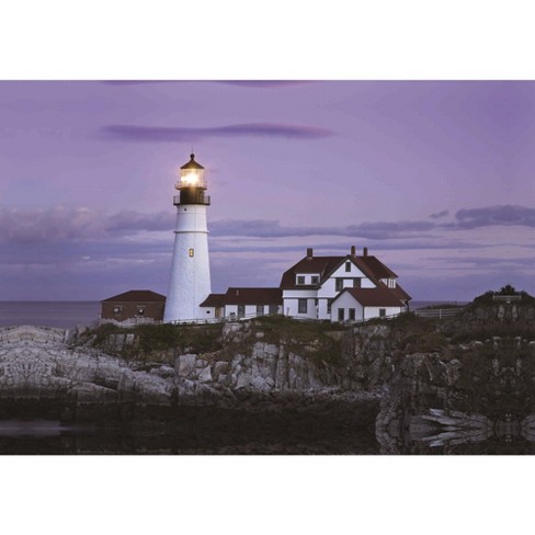 Northlight Led Lighted Coastal Lighthouse Home With Sunset Canvas Wall ...