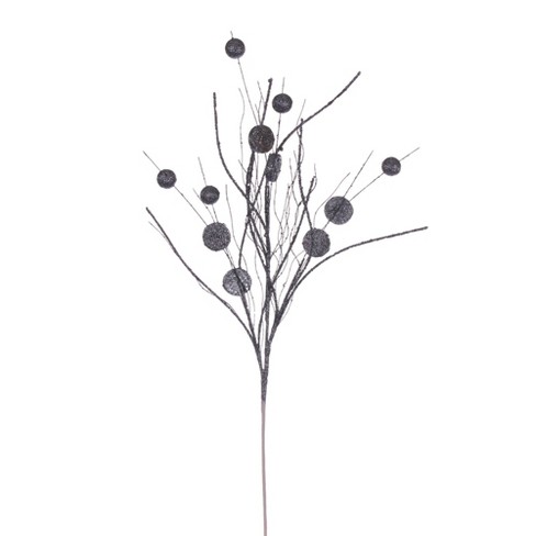 Vickerman 33" Pewter Ball And Coin Glitter Twig Spray, 6 Per Bag. : Target