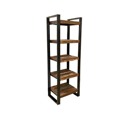 Timbergirl 71" Handmade Old Reclaimed Wood Tall Rack Brown: 5-Shelf ...