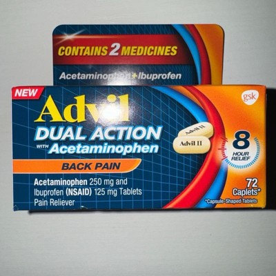 Advil Ibuprofen Dual Action Nsaid Back Pain Reliever Caplet - 72ct : Target